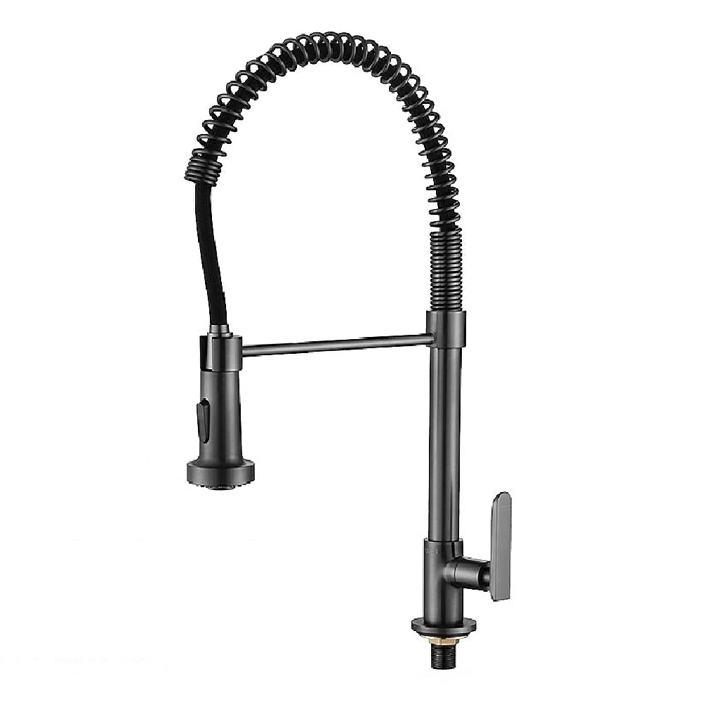 POZZI K8220GG Gun Grey Pull Out Spring Spout Kitchen Sink Tap