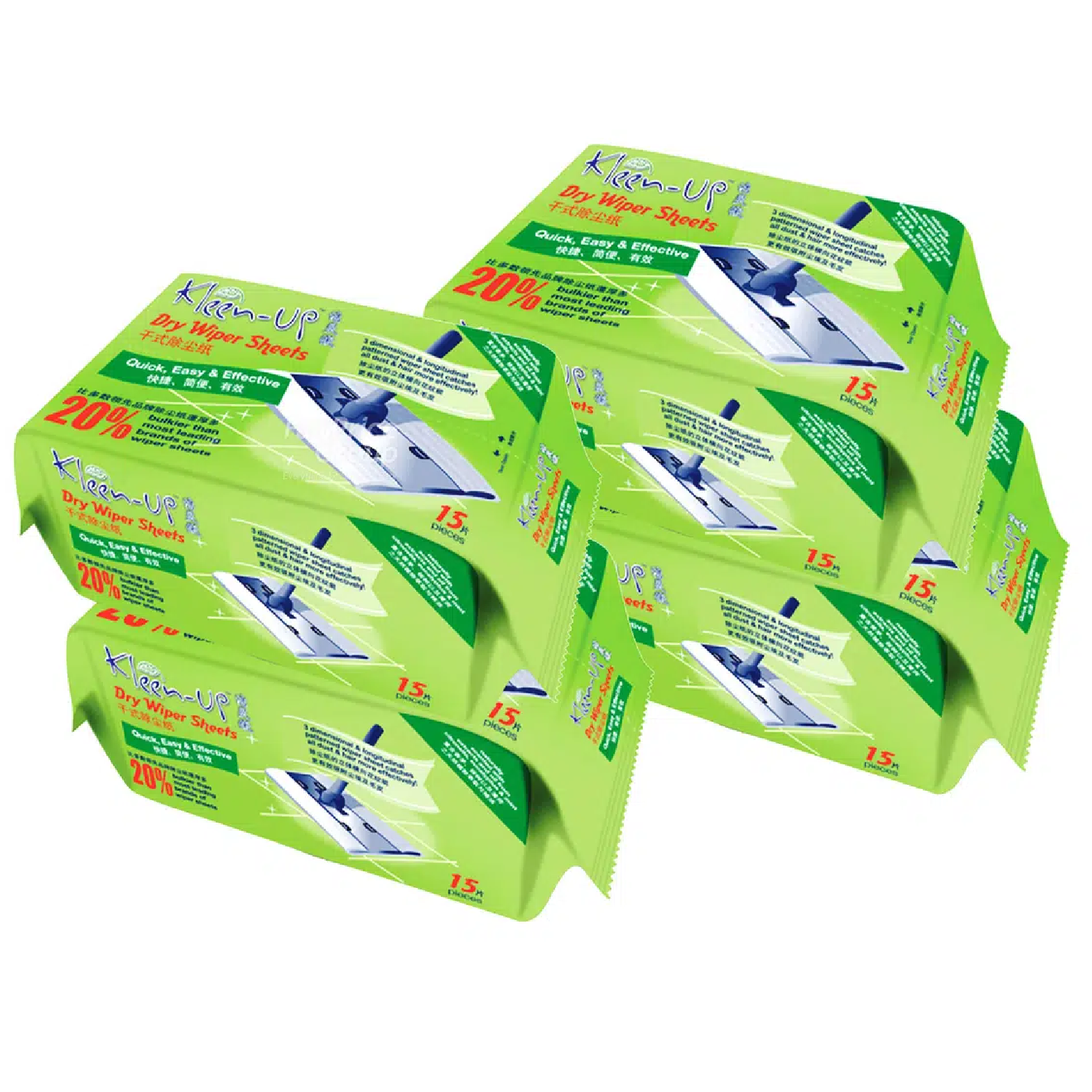 KLEEN-UP Dry Wiper Sheets 4 X 15s PACKS