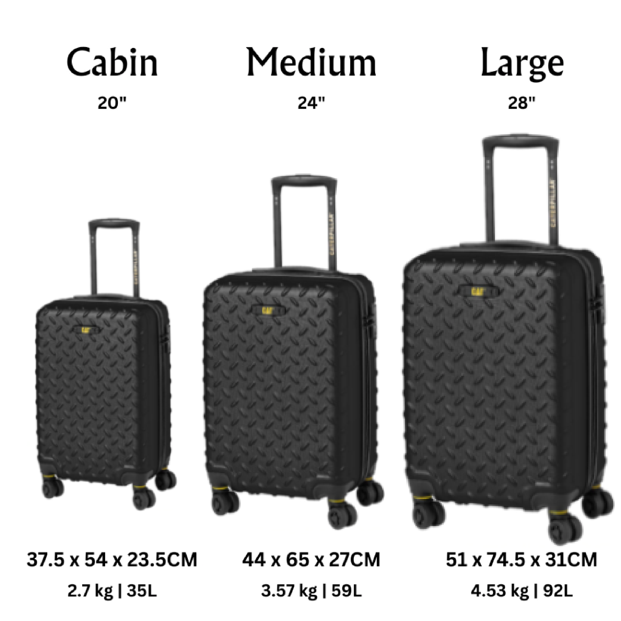 CAT Industrial Plate Luggage 24"/65CM MEDIUM SIZE BLACK TSA Lock ...