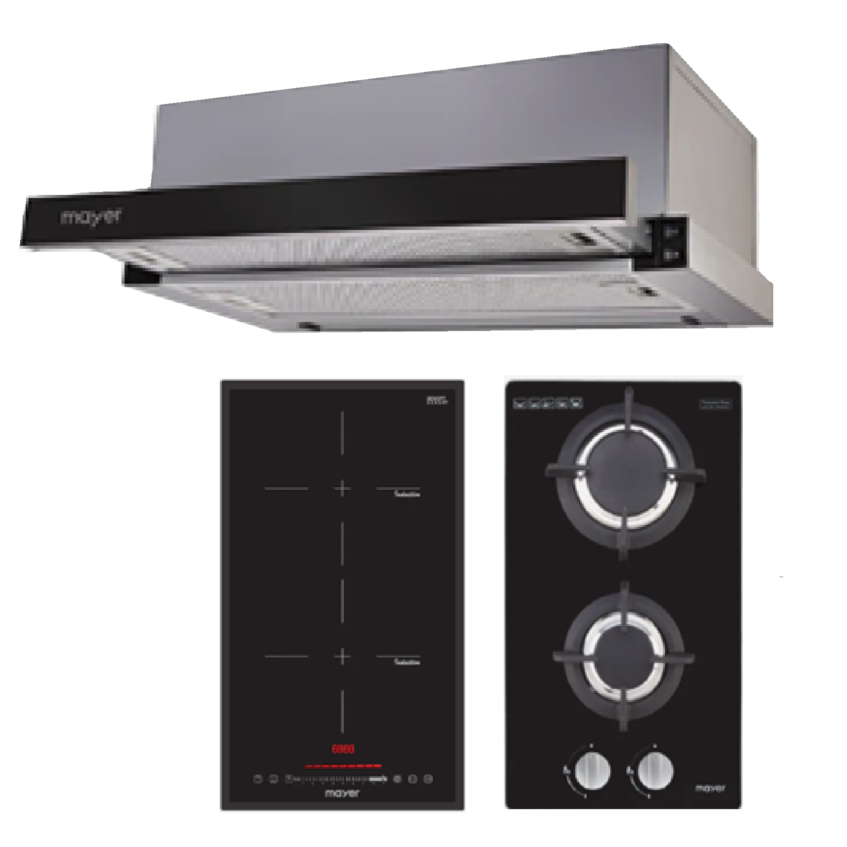 MAYER BUNDLE 60CM Telescopic Hood MMTH60 + 30CM Domino Gas Hob MMGH320H ...