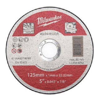 MILWAUKEE 5"/125MM X 1MM X 22.23MM INOX Metal Cutting Disc 49-94-8500A