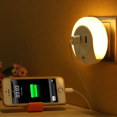 Sunshine LNA-W LED Night Light WARMWHITE 2 GANG USB Output Light Sensor ...